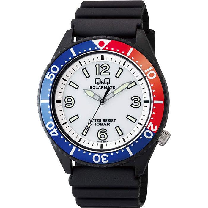 Q&Q シチズン 腕時計 アナログ ソーラー 防水 ウレタンベルト 白 文字盤 H064-004 メンズ ブラック : 木馬家具 - 通販 ...
