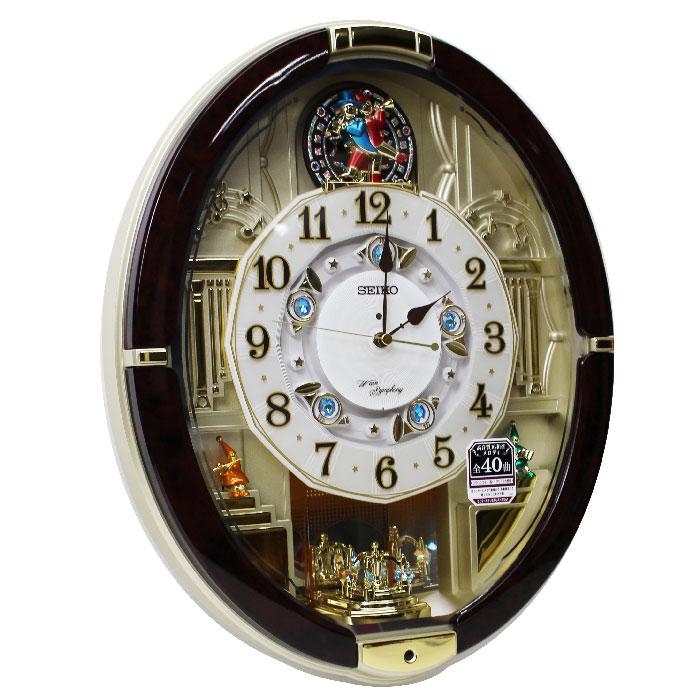 セイコー からくり時計 電波掛け時計 ウェーブシンフォニー 40曲 濃茶マーブル模様 RE581B 取り寄せ品 :RE581B:木馬家具 ...