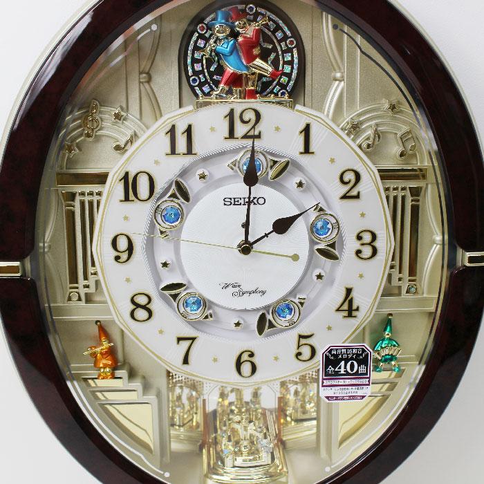 セイコー からくり時計 電波掛け時計 ウェーブシンフォニー 40曲 濃茶マーブル模様 RE581B 取り寄せ品 :RE581B:木馬家具 ...