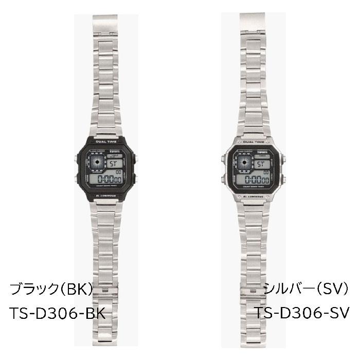 TELVA CREPHA クレファー T-SPORTS ティースポーツ デジタルウォッチ メタル腕時計 TS-D306-BK、TS-D306 ...