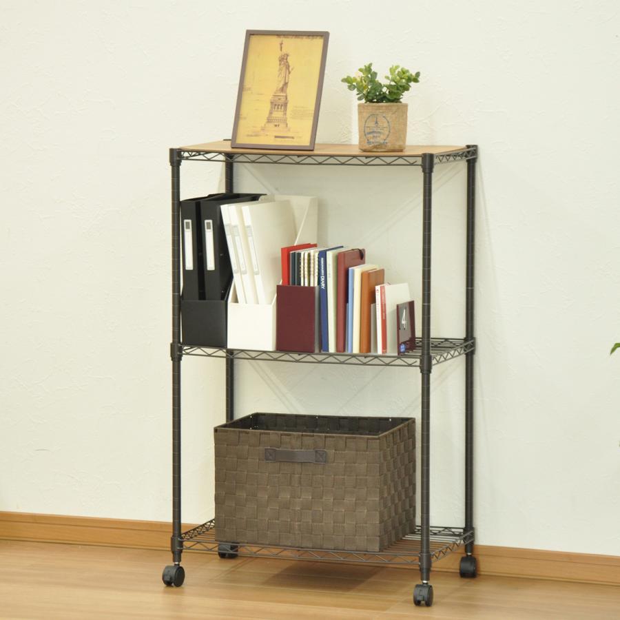 エイ・アイ・エス 配送無料 19Φスチールラックセット キャスター付き W600 D350 H960 スチールラック ラック リビング 子供部屋 ホワイト/ブラウン AIS-ALC6090 ...