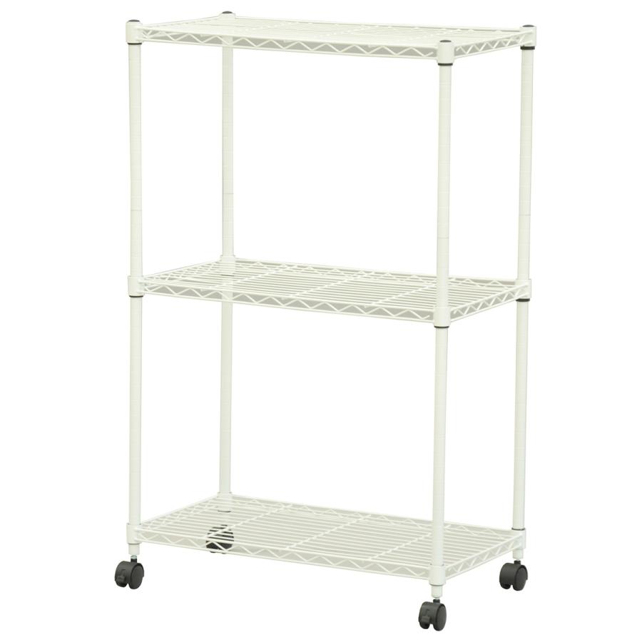 エイ・アイ・エス 配送無料 19Φスチールラックセット キャスター付き W600 D350 H960 スチールラック ラック リビング 子供部屋 ホワイト/ブラウン AIS-ALC6090 ...