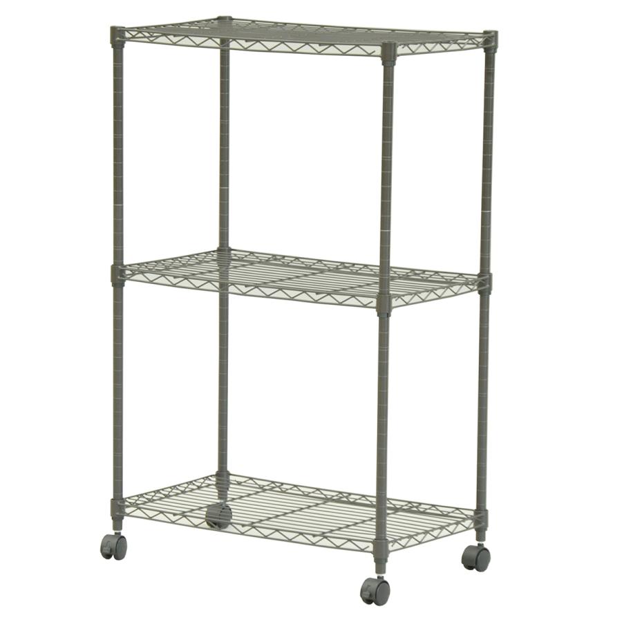 エイ・アイ・エス 配送無料 19Φスチールラックセット キャスター付き W600 D350 H960 スチールラック ラック リビング 子供部屋 ホワイト/ブラウン AIS-ALC6090 ...