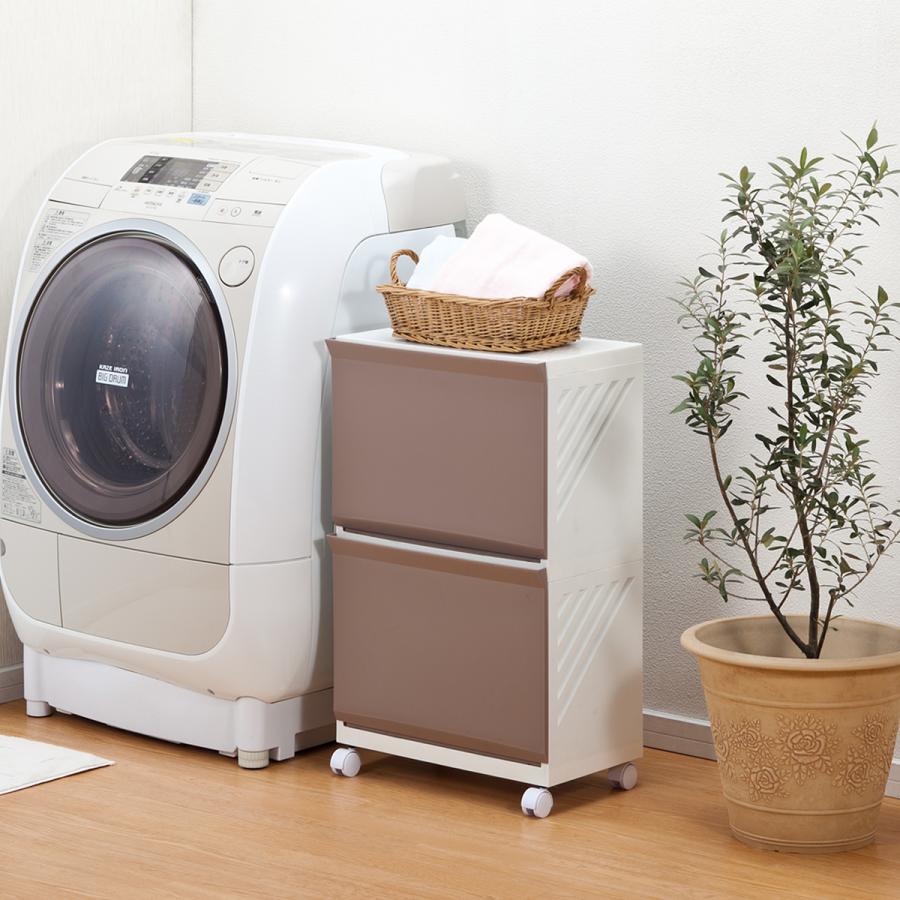 平和工業 配送無料 ランドリーボックス クレバン2段 W438 D287 H725 キャスター付き ランドリー収納 ランドリールーム リビング キッチン バスケット 収納家具 HW-LBCV2 ...
