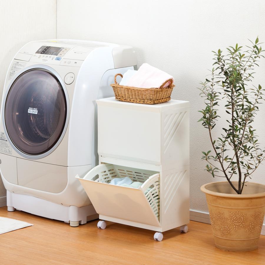 平和工業 配送無料 ランドリーボックス クレバン2段 W438 D287 H725 キャスター付き ランドリー収納 ランドリールーム リビング キッチン バスケット 収納家具 HW-LBCV2 ...