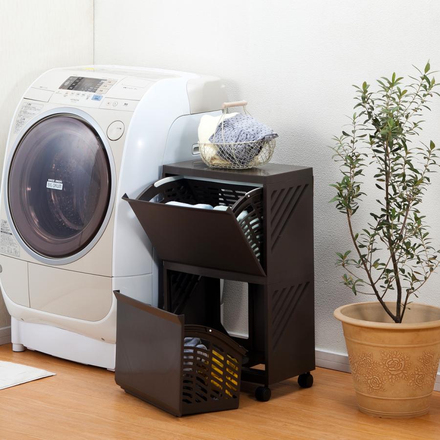 平和工業 配送無料 ランドリーボックス クレバン2段 W438 D287 H725 キャスター付き ランドリー収納 ランドリールーム リビング キッチン バスケット 収納家具 HW-LBCV2 ...