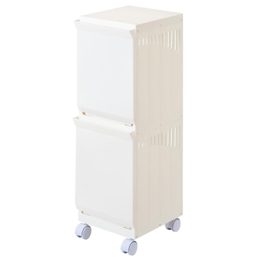 平和工業 配送無料 ランドリーボックス クレバン ハーフ2段 W220 D287 H725 クレバンシリーズ ランドリー収納 ランドリールーム 収納家具 キャスター付き HW-LBCV2H ...