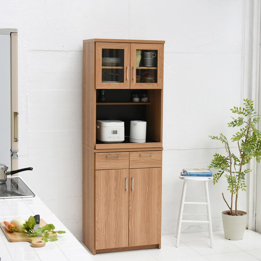 配送無料 ケイッティオ レンジボード W605 D415 H1795 キッチン収納 家電収納 収納家具 木製家具 扉付き収納 スライド棚 2口コンセント付き JKP-FAP0019 :JKP ...