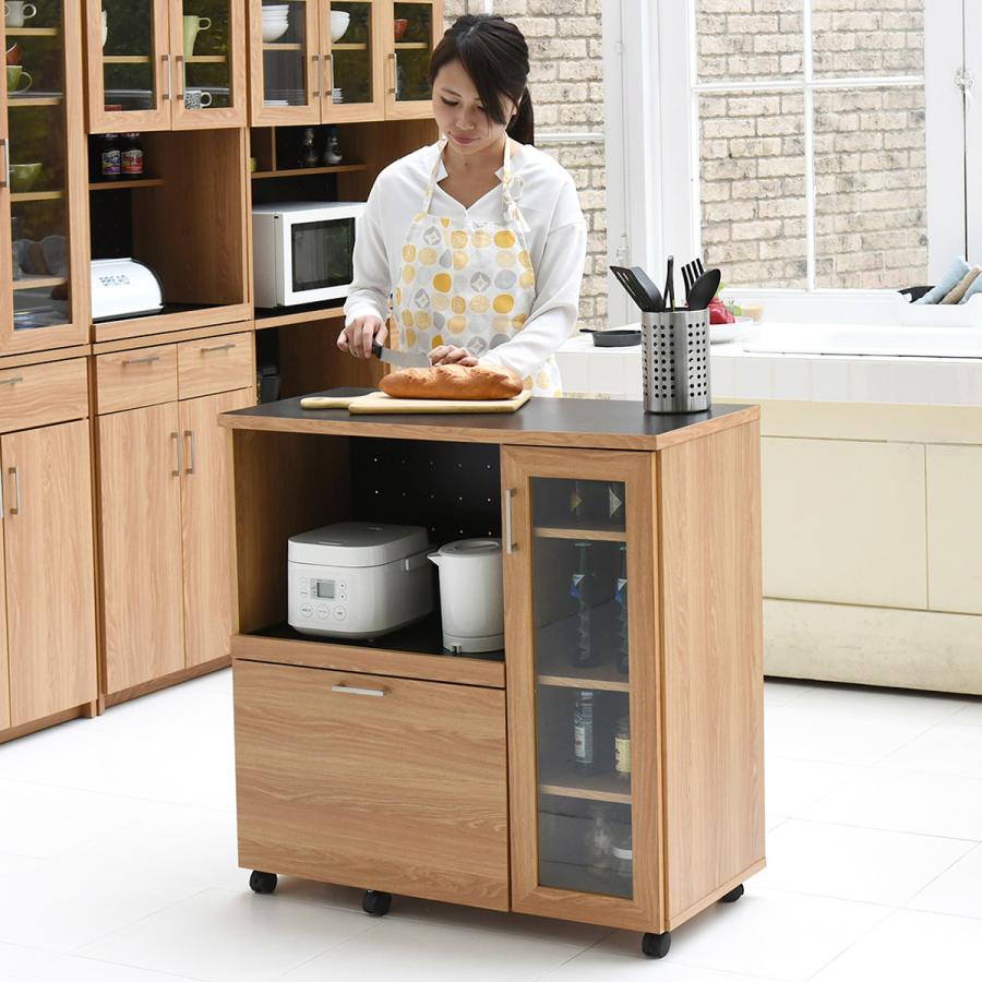 配送無料 ケイッティオ キッチンカウンター 食器収納付き W900 D415 H895 カウンター キッチン収納 家電収納 収納 木製家具 キャスター付き JKP-FAP1022 :JKP ...