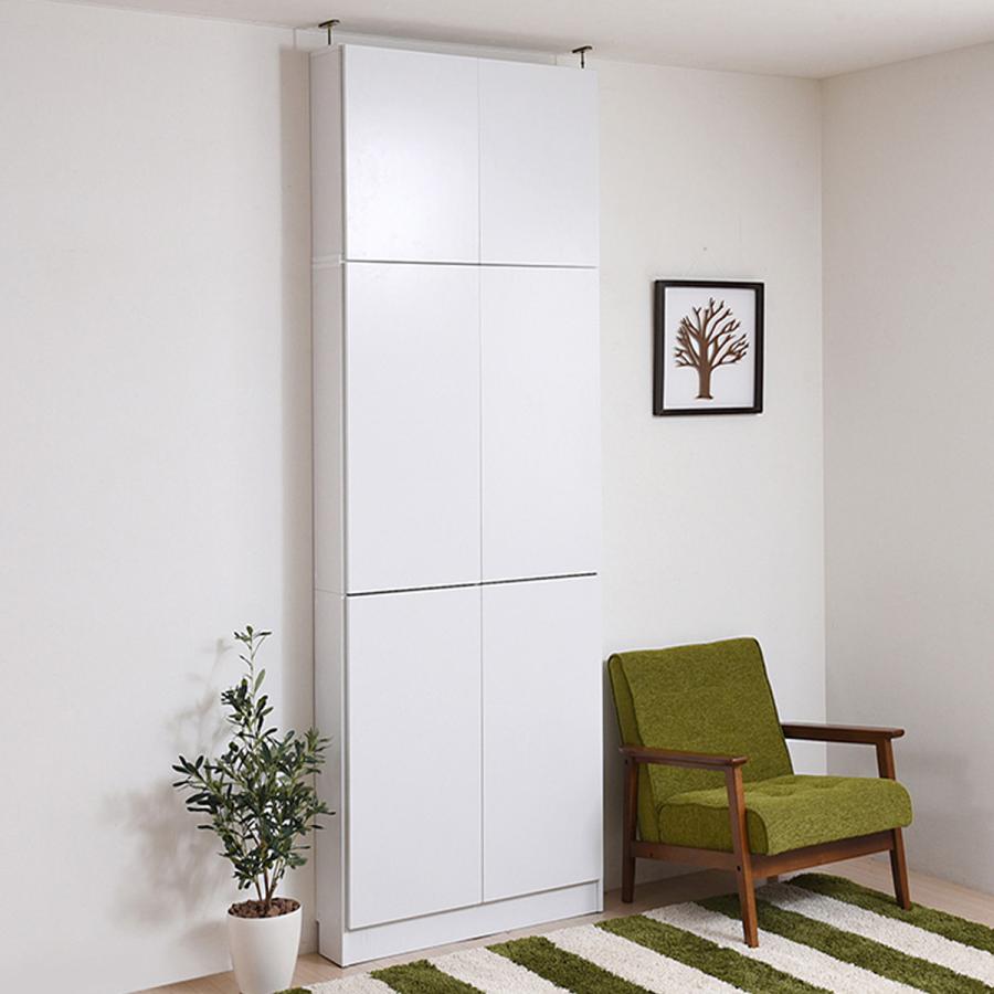 配送無料 薄型扉付き本棚 上置きセット W810 D185 H2385-2535 薄型本棚シリーズ 本棚 ブックシェルフ 収納家具 木製家具 扉付き 可動棚 JKP-FRM0101 ...