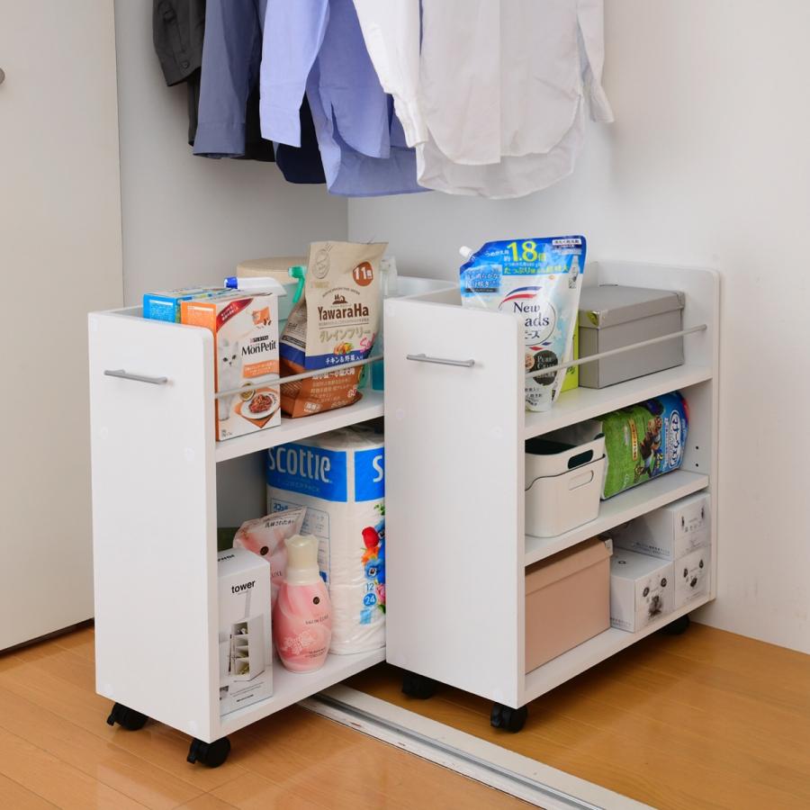 【配送無料】クローゼットラック W265 D585 H655 ラック クローゼット収納 収納家具 木製家具 取っ手 2個セット ホワイト ナチュラル ダークブラウン :JKP-SGT0136 ...