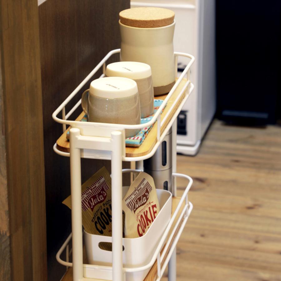 【配送無料】ビーワイケージ スリムワゴン W445 D200 H745 ワゴン 木製収納 木製家具 ターコイズブルー グレー ブラック OS×カーキ OS×ブラック : ke-bcw200 ...