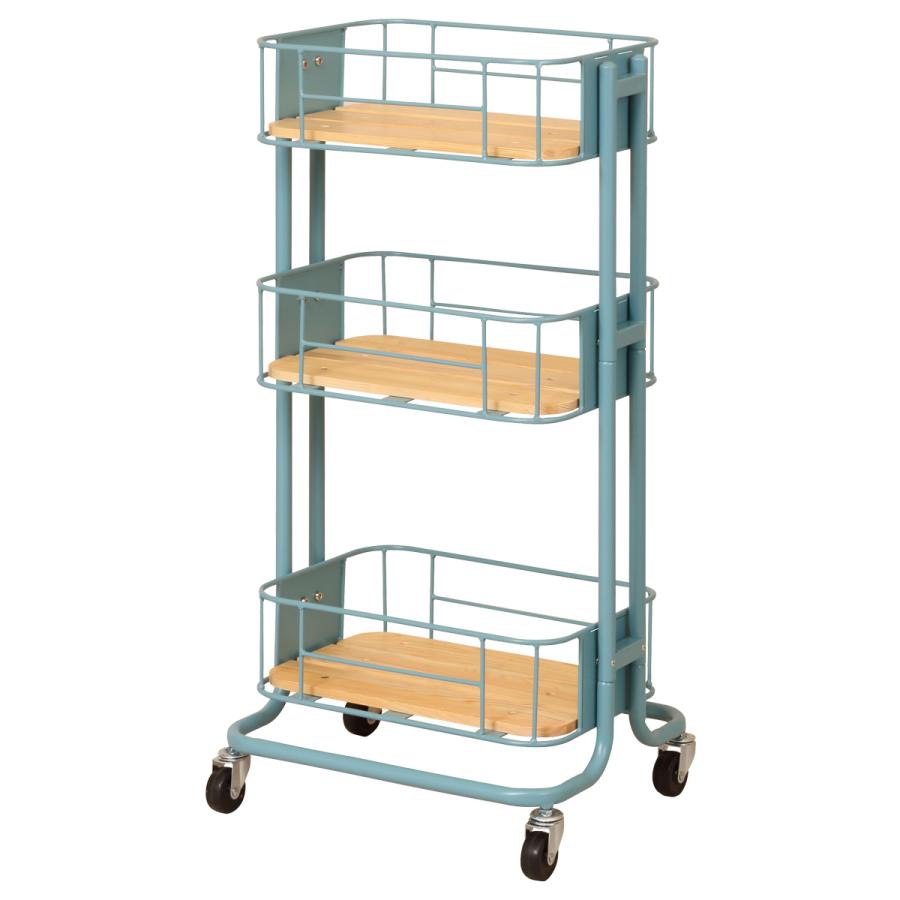 【配送無料】ビーワイケージ ワゴン W445 D350 H855 ワゴン 木製収納 木製家具 3段 ホワイト ターコイズブルー ブラック OS×カーキ OS×ブラック :KE-BCW440 ...