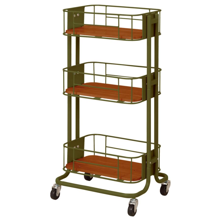 【配送無料】ビーワイケージ ワゴン W445 D350 H855 ワゴン 木製収納 木製家具 3段 ホワイト ターコイズブルー ブラック OS×カーキ OS×ブラック :KE-BCW440 ...