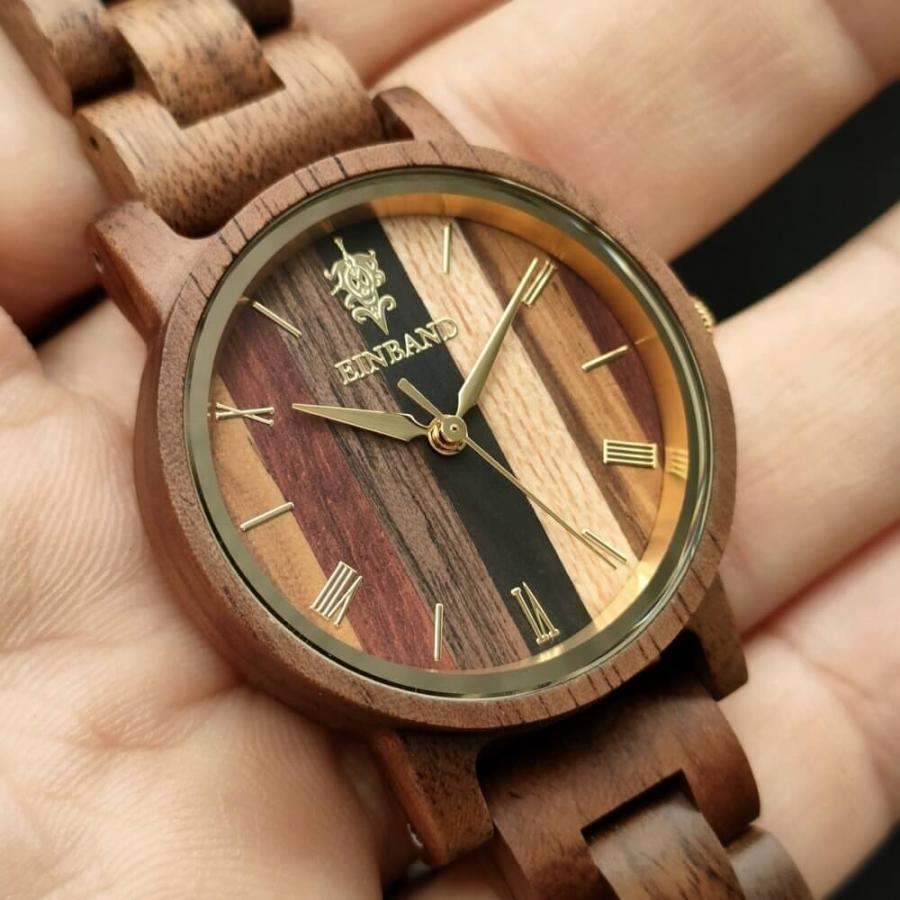 Reise Mix Wood × Walnut 木製 腕時計 32mm EINBAND アインバンド レディース 黒檀 レッドサンダルウッド ゼブラウッド メイプルウッド クルミ ...