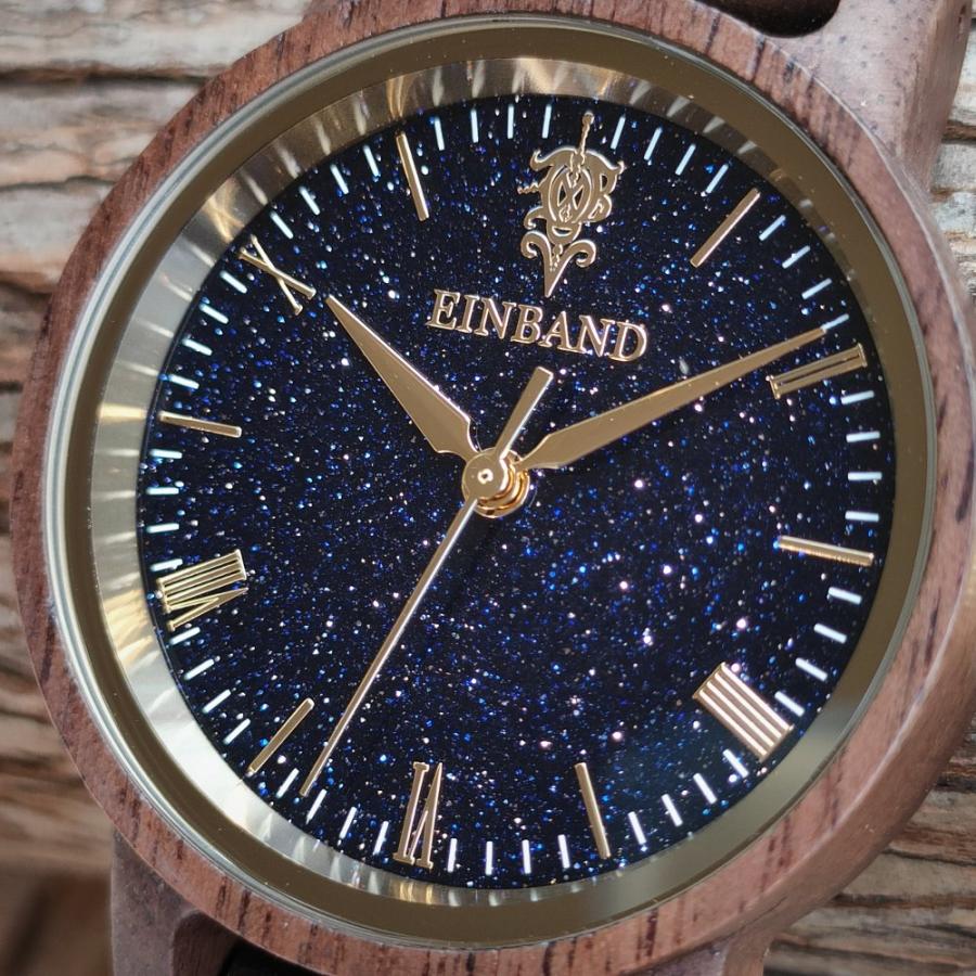 Reise Blue sandstone × Walnut 木製腕時計 32mm 女性向け EINBAND アインバンド レディース クォーツ ブルーサンドストーン :EIGOCL51 ...