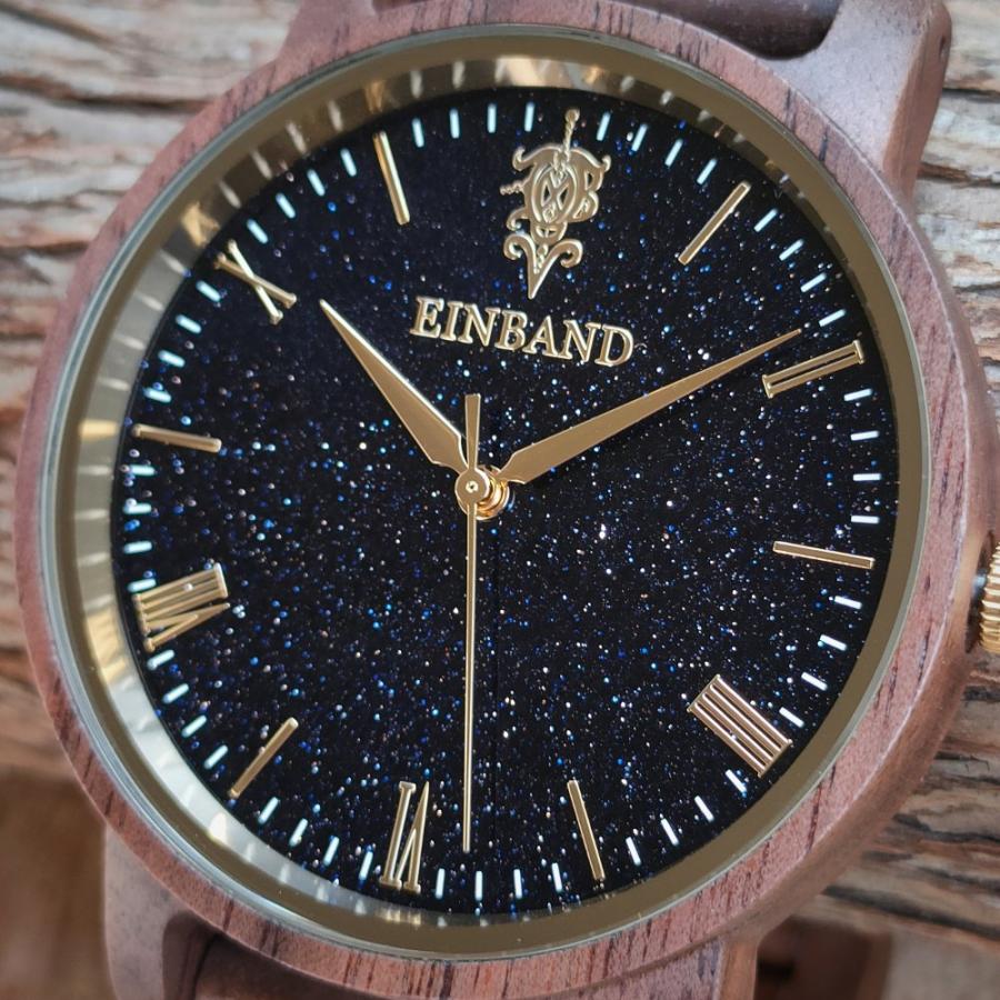 Reise Blue sandstone × Walnut 木製腕時計 40mm 男性向け EINBAND アインバンド メンズ クォーツ ブルーサンドストーン :EIGOCL52 ...
