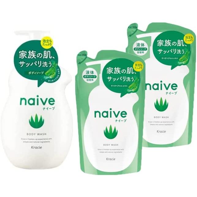 naive ナイーブ ボディソープ（アロエエキス配合）ジャンボ 530ml ポンプ付本体 & 詰替用380ml 3個セット : 百彩百貨momoirostore - 通販 - Yahoo!ショッピング