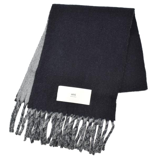 AMI Alexandre Mattiussi アミ アレクサンドロ マテュッシ AMI LABEL BICOLOR SCARF/ロゴラベル ...