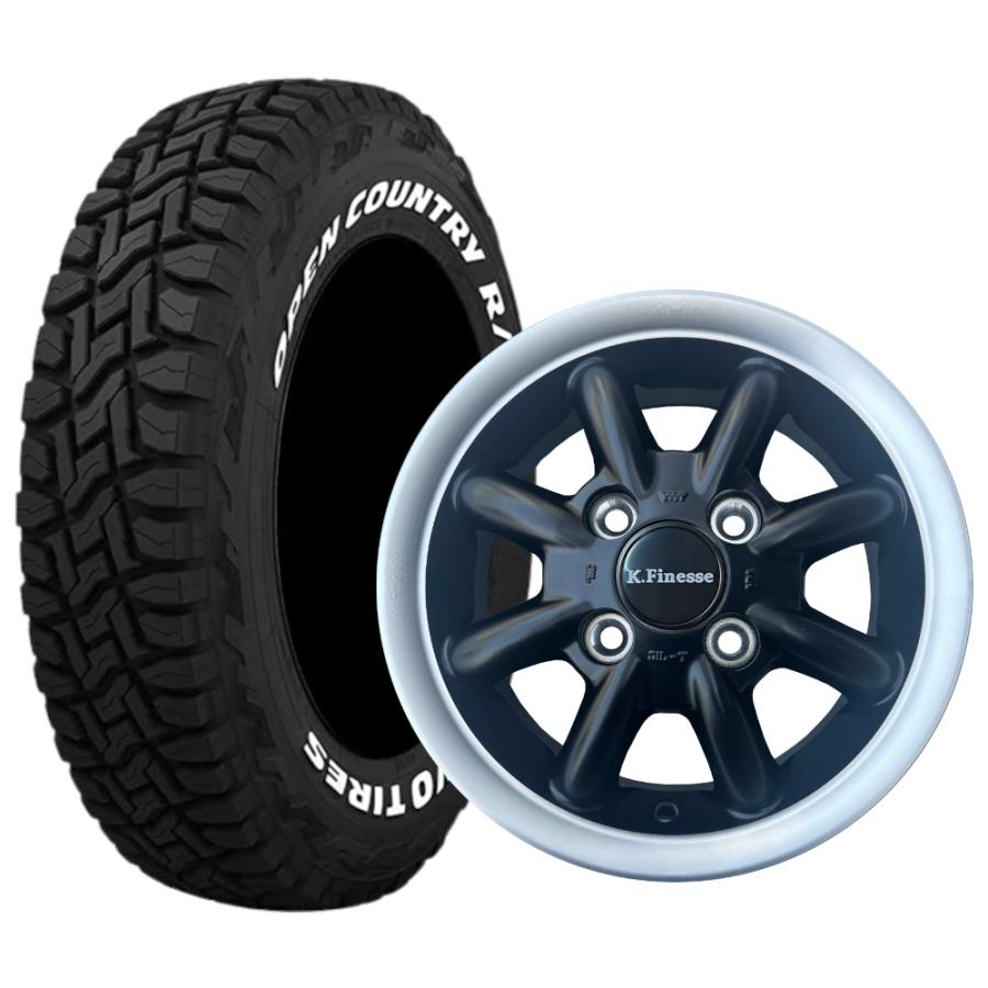 OPEN COUNTRY 165/60R15 77QトーヨーオープンカントリーRTホワイトレター ケイフィネスCUP 15×4.5 PCD100/4H +45カラー マットブラックリム ...