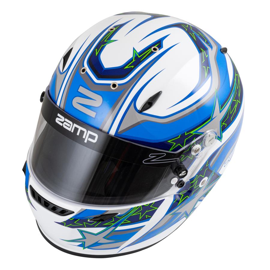 Zamp Helmet ZR-72 Gloss White/Blue/Lt Blue グロス ホワイト/ブルー/ライトブルー グラフィック ...