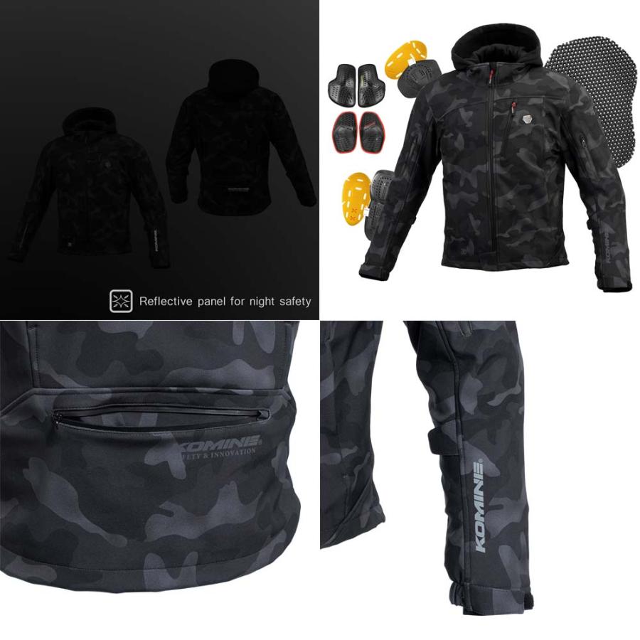 コミネ 【送料無料】 (KOMINE)★07-5902 WM~4XL プロテクトソフトシェルウインターパーカ インナーパーカ付き 肩、肘、背中、胸プロテクター標準装備 JK-5902 : モノ ...