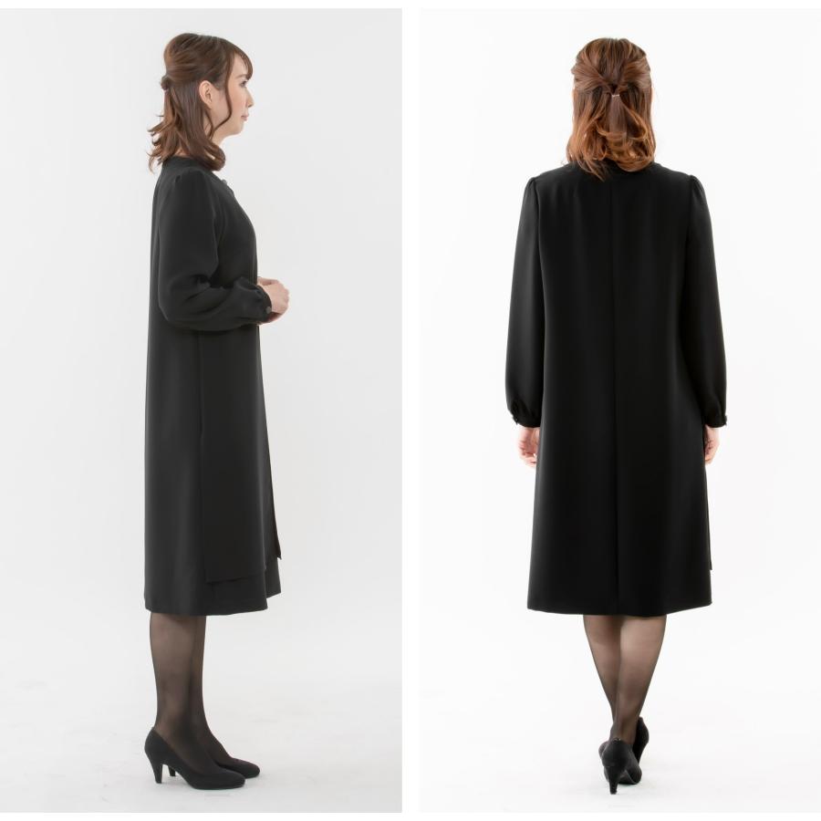 ブラックフォーマル レディース 喪服 礼服 洗える ロングジャケット重ね着風ワンピース ワンピース ロング丈 ゆったり 大きいサイズ 日本製 ...