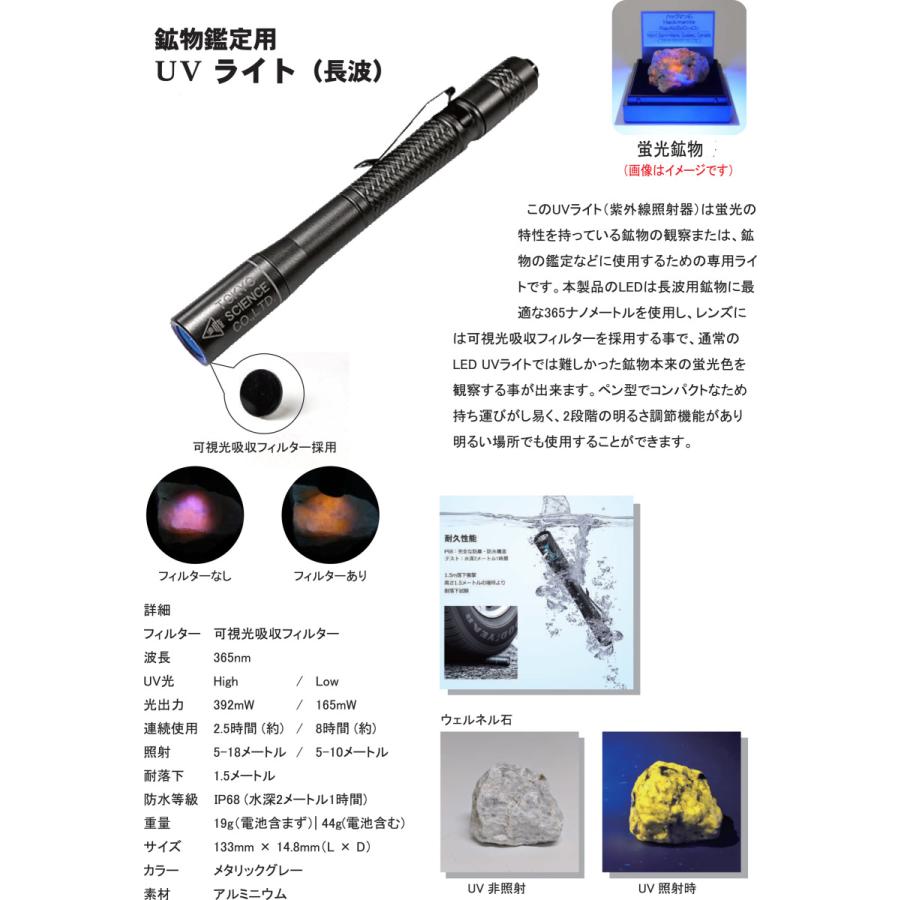 WUBEN+TOKYO SCIENCE FLUORESCENT MINERAL UV LIGHT ペン型 鉱物鑑定用UVライト(UV365nm ...
