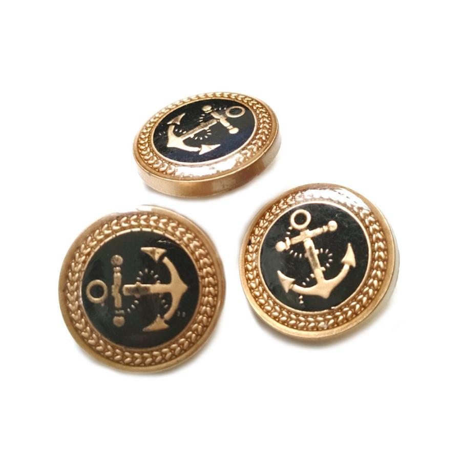 BT-920【メタルボタン】【合金製】【20mm】ブラック アンカーモチーフ 黒金ボタン 錨 碇【1個】いかり イカリ マリン シャンパン ...
