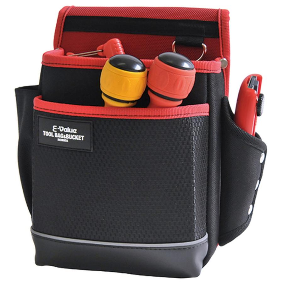 E-Value 腰袋 2段 ブラック＆レッド EDK-1D RD 腰道具 工具 小物入れ ベルト かっこいい 大工 電工 釘袋 : edk-1d-rd : モノパ ヤフー店 - 通販 ...