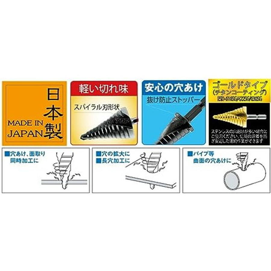 TOP（DIY） トップ工業 TOP 電動ドリル用 六角シャンク スパイラルステップドリル 6~16mm ESD-616S 燕三条 日本製 : モノパ ヤフー店 - 通販 - Yahoo!ショッピング
