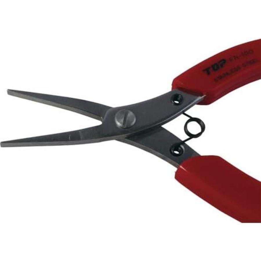 TOP（DIY） トップ工業 TOP フラットノーズプライヤ 先端1.2mm ギザ無 バネ付 平型形状 ステンレス FN-100 燕三条 日本 ...