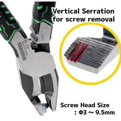 ENGINEER エンジニア ネジザウルスVAX PZ-75 電気工事士試験対応 電設工事用多機能ペンチ 電工 簡易圧着機能付 なめたネジ/潰れたネジ/錆びたネジ φ3~9.5mm用 : pz ...