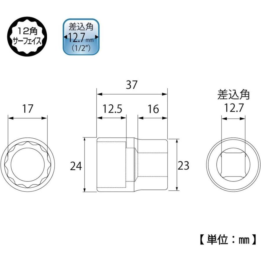 TOP（DIY） トップ工業 TOP ソケット ソケットレンチ用 対辺17mm 12角 差込角 12.7mm S-417 燕三条 日本製 : モノパ ヤフー店 - 通販 - Yahoo!ショッピング