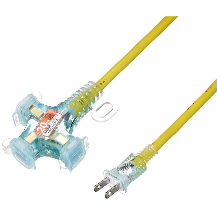 HATAYA ハタヤ 屋内用SX延長コード 20m 2P3個口コンセント イエロー SX-203(Y) : モノパ ヤフー店 - 通販 - Yahoo!ショッピング