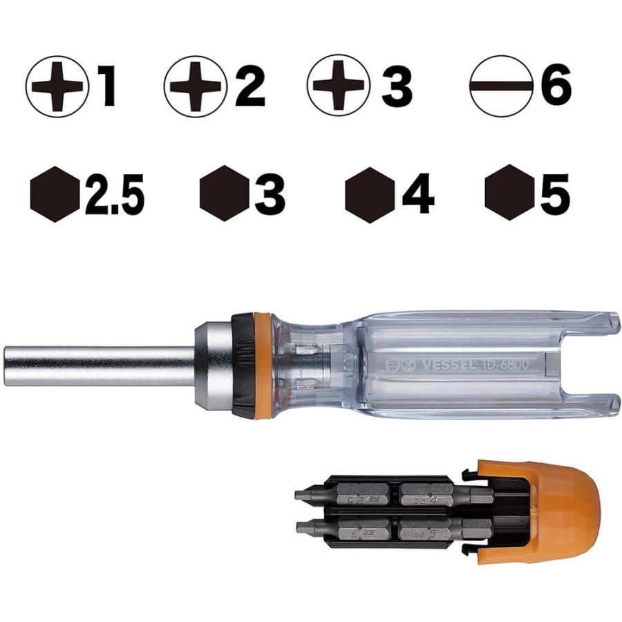 ベッセル(VESSEL) TD-6808MG ラチェットドライバー (ビット8本付) 送料無料 : td-6808mg : モノパ ヤフー店 ...