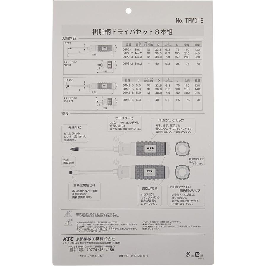 KTC 京都機械工具 TPMD18 樹脂柄ドライバーセット貫通タイプ[8本組] 工具セット 送料無料 : モノパ ヤフー店 - 通販 - Yahoo!ショッピング