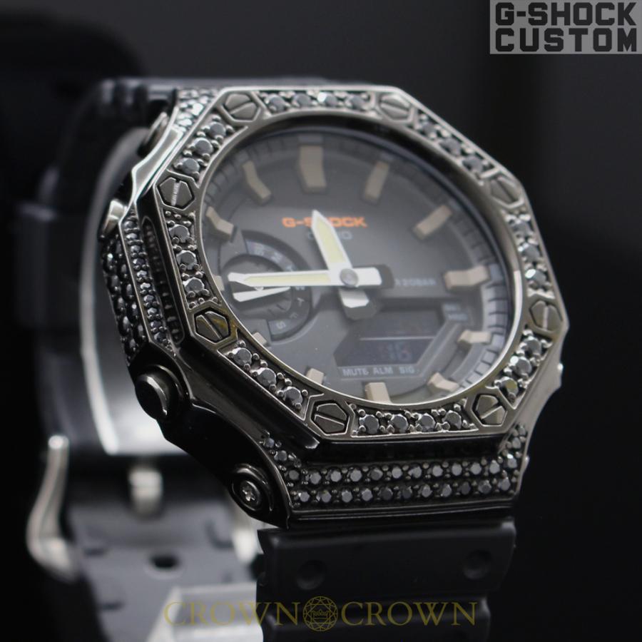 G-SHOCK CUSTOM ジーショック カスタム 腕時計 ブラックキュービックジルコニア シルバー925 GA-2100SU-1A CROWNCROWN GA2100-004 : C ...