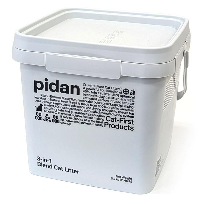 pidan pidan 3in1ミックス猫砂 バケツタイプ 5.2kg 3種類の猫砂ミックス（おから+ベントナイト+活性炭入りおから）猫用 砂 猫砂 ネコ砂 トイレ砂 MIX ピダン ...