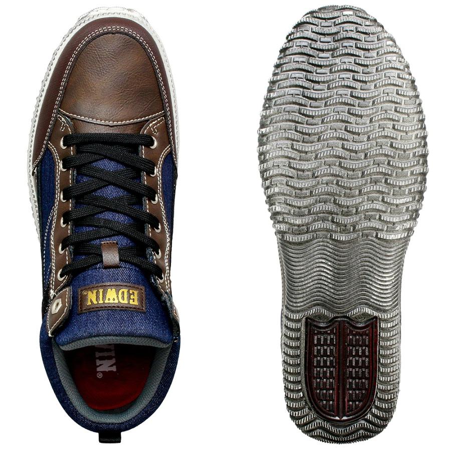 EDWIN スニーカー メンズ 軽量 カジュアルシューズ 防水 クッション性 衝撃吸収 3E ハイカット PUレザー 紐靴 edm3602｜正規販売店 : moriashizakkaヤフー店 ...