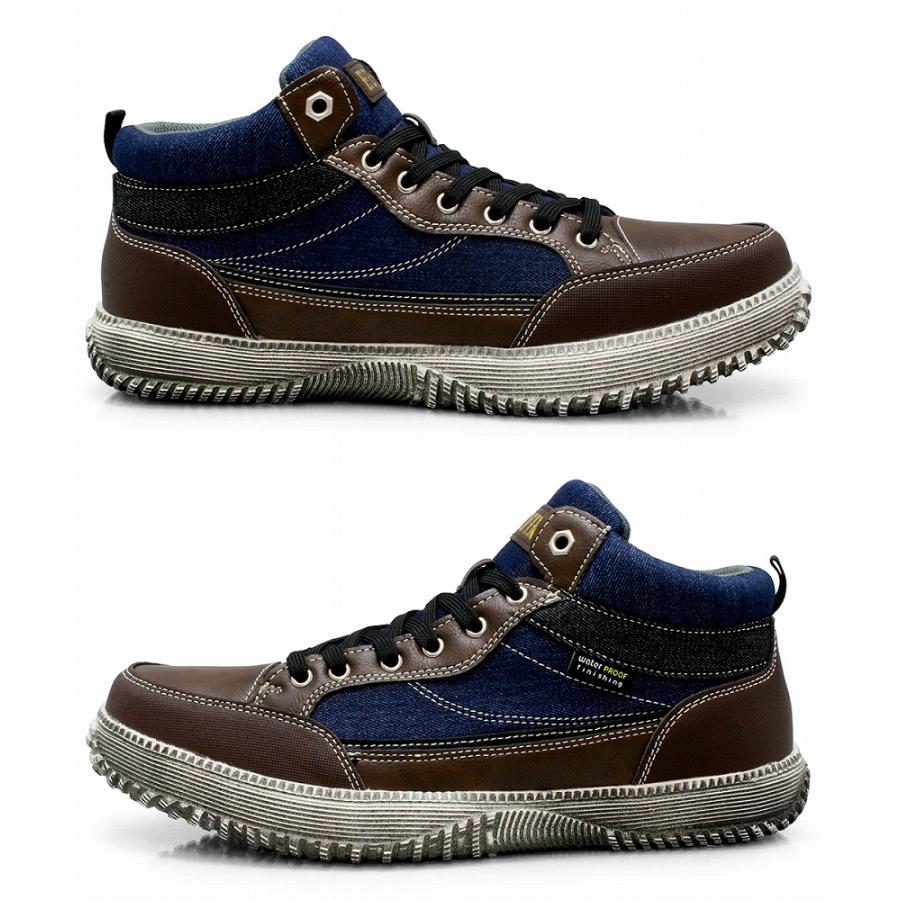 EDWIN スニーカー メンズ 軽量 カジュアルシューズ 防水 クッション性 衝撃吸収 3E ハイカット PUレザー 紐靴 edm3602｜正規販売店 : moriashizakkaヤフー店 ...