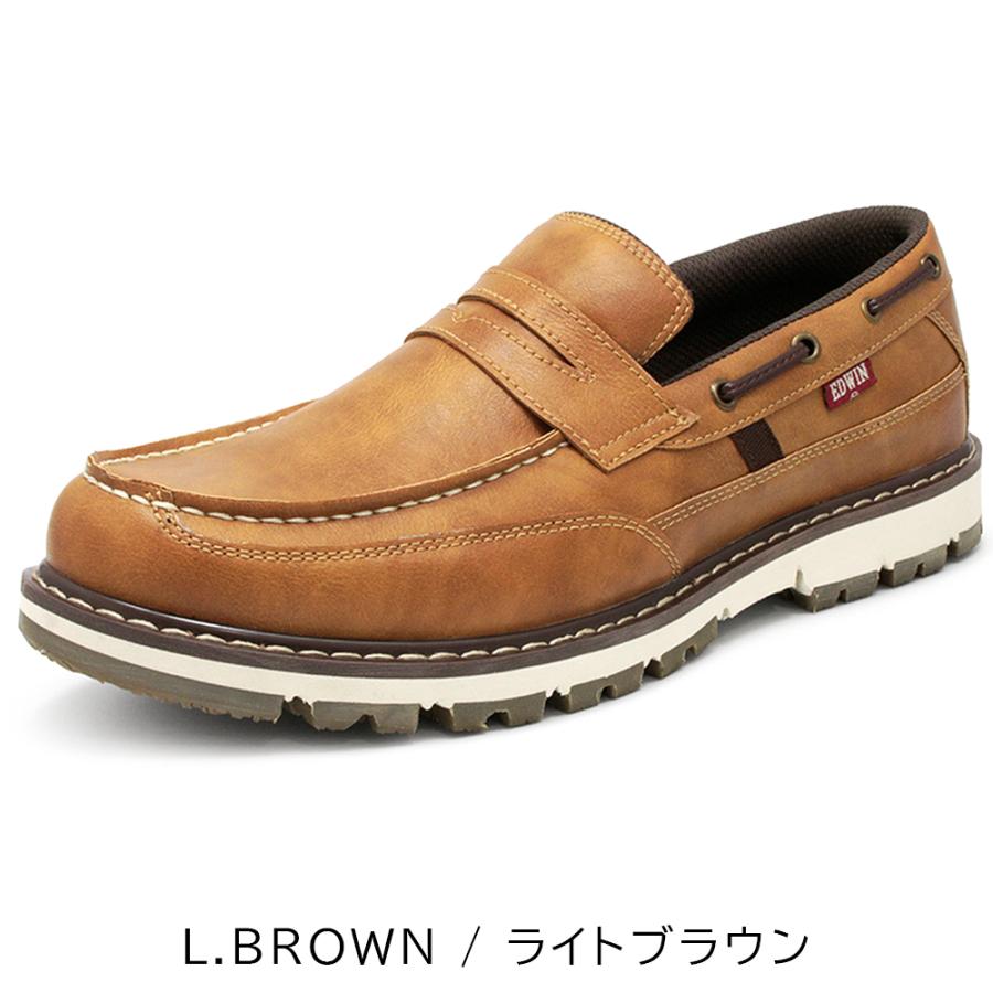 EDWIN（エドウィン） 防水 ローファー メンズ カジュアルシューズ 紐なし スリッポン 革靴 スニーカー 耐滑ダブル底 上質素材 PUレザー おしゃれ 色 EDWIN edm4103｜正規 ...