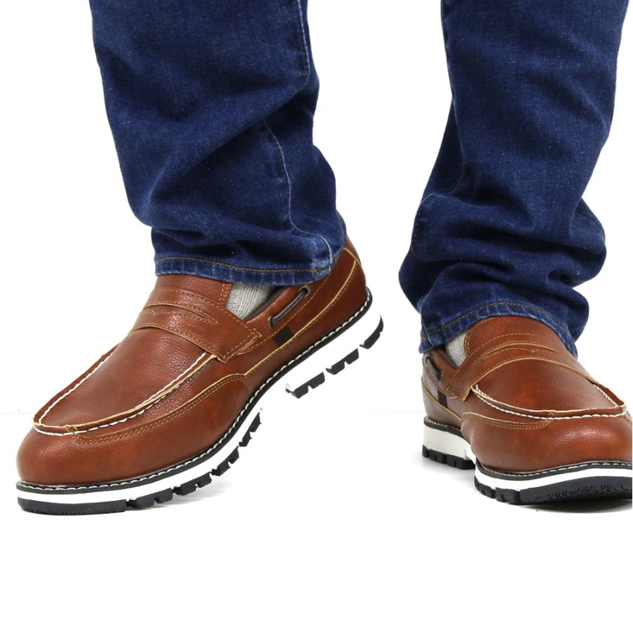 EDWIN（エドウィン） 防水 ローファー メンズ カジュアルシューズ 紐なし スリッポン 革靴 スニーカー 耐滑ダブル底 上質素材 PUレザー おしゃれ 色 EDWIN edm4103｜正規 ...