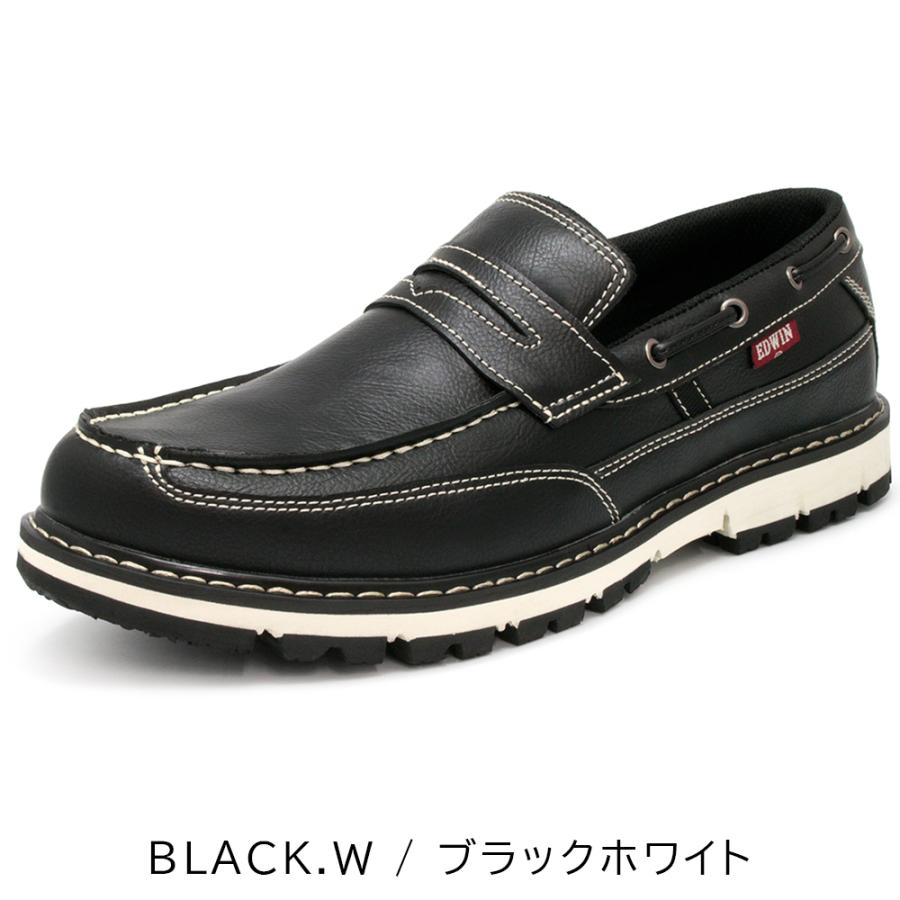 EDWIN（エドウィン） 防水 ローファー メンズ カジュアルシューズ 紐なし スリッポン 革靴 スニーカー 耐滑ダブル底 上質素材 PUレザー おしゃれ 色 EDWIN edm4103｜正規 ...