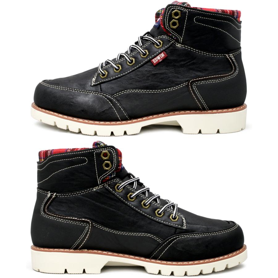 EDWIN エドウィン 靴 メンズ ブーツ 防水 カジュアル 革靴 スニーカーブーツ 上質素材 PUレザー 幅広 3e 紐靴 edm8500｜正規販売店 : moriashizakkaヤフー店 ...