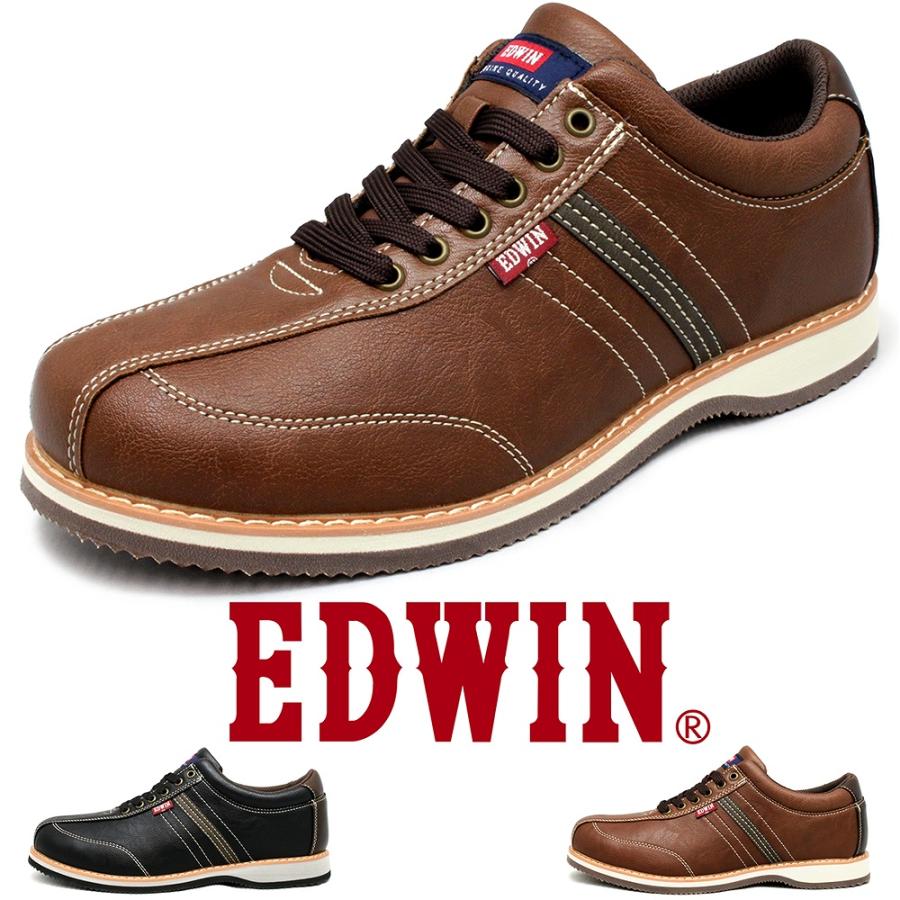 EDWIN（エドウィン） カジュアルシューズ メンズ 革靴 スニーカー 軽量 柔らかい 上質素材 PUレザー 幅広 3E おしゃれ 紐靴 EDM9803｜正規販売店 ...