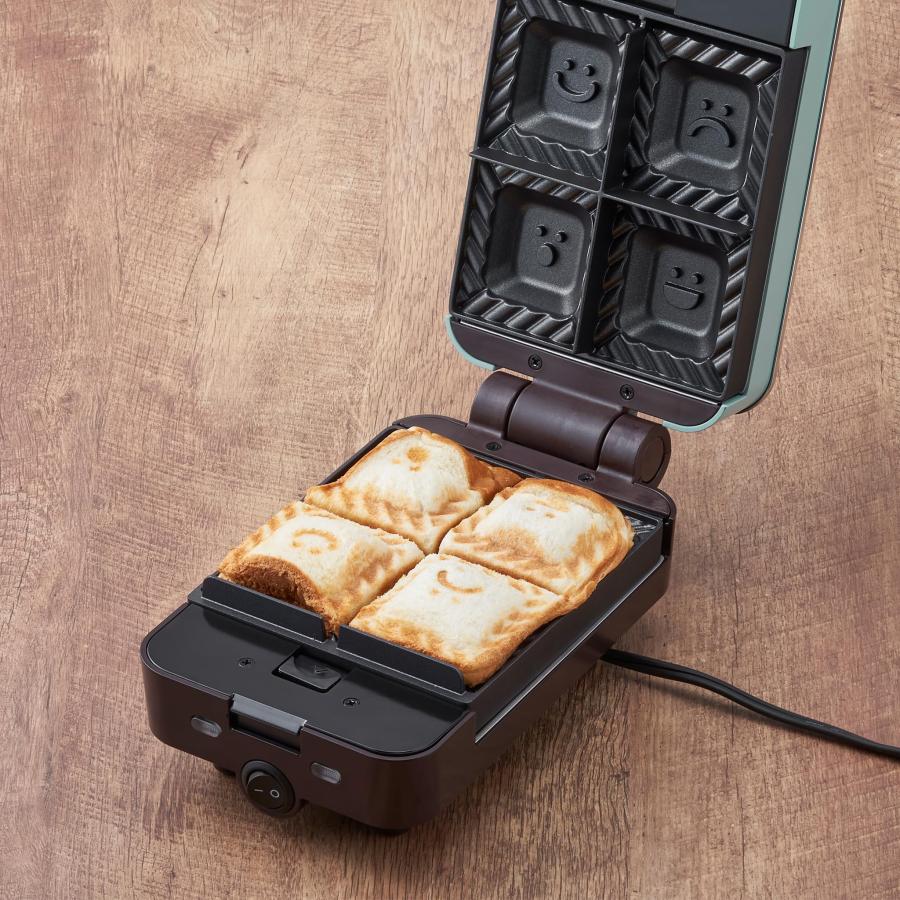 【Toffy/トフィー】 クォーターホットサンドメーカー K-HS6 (アッシュホワイト) ミニサイズ 5×5サイズ 4分割 プレート交換式 クォータ :s-B0CW5LLLNJ ...