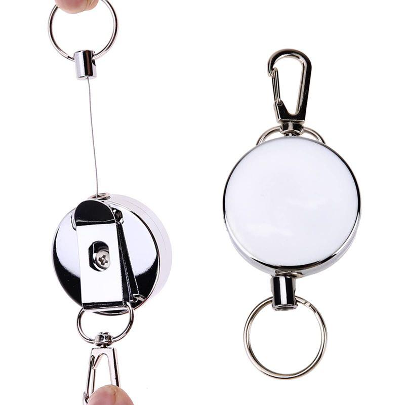 Orirya リールキーホルダー 強力 金属ワイヤー キーチェーン 二重リング カラビナ キーホルダー 60Cm 伸びるチェーン キーリング : 20230319175526-01444 ...