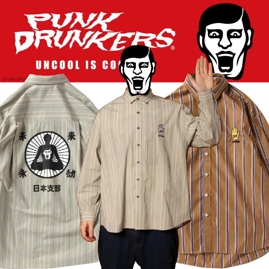 PUNK DRUNKERS PUNKDRUNKERS 信仰ストライプシャツ パンクドランカーズ : MOSHMACHINE@Yahoo!店 - 通販 - Yahoo!ショッピング