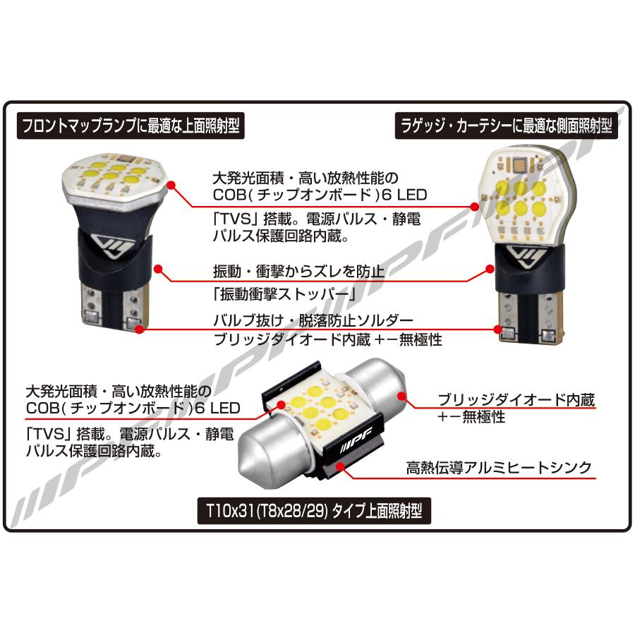 IPF LED ルームランプバルブ 室内灯 COB LEDルームランプ〔307R〕色温度 6000K 明るさ 100lm 12V/1.2W ...